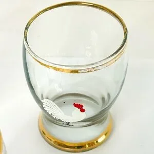 Vintage | Dining | Vintage Enamelled Rooster Cordial Shot Glasses Gold ...